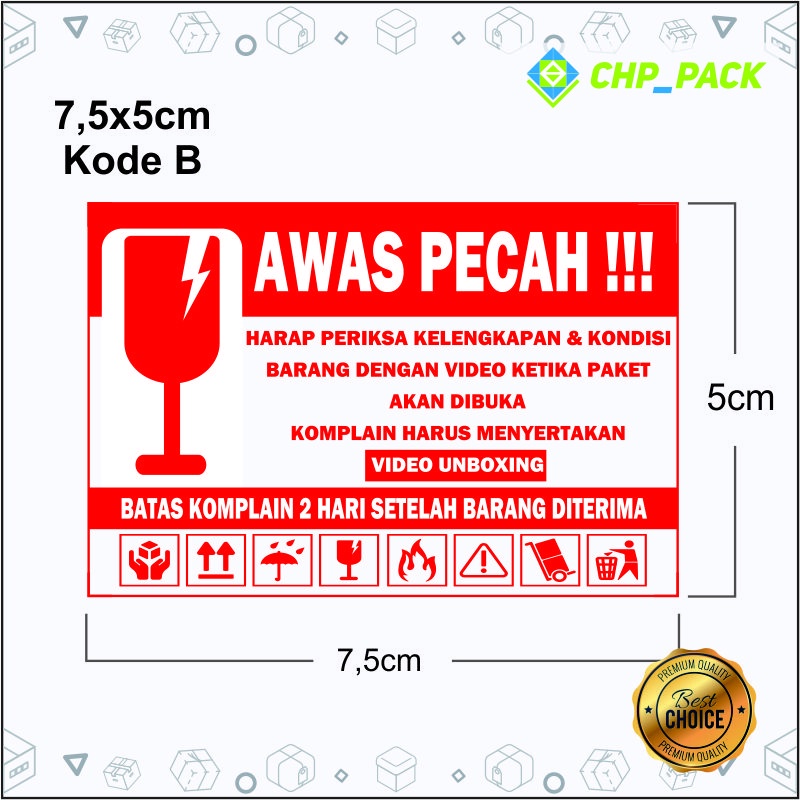 Jual Stiker Fragile Uk. 7,5x5cm, Stiker Label Pengaman, Stiker Label ...