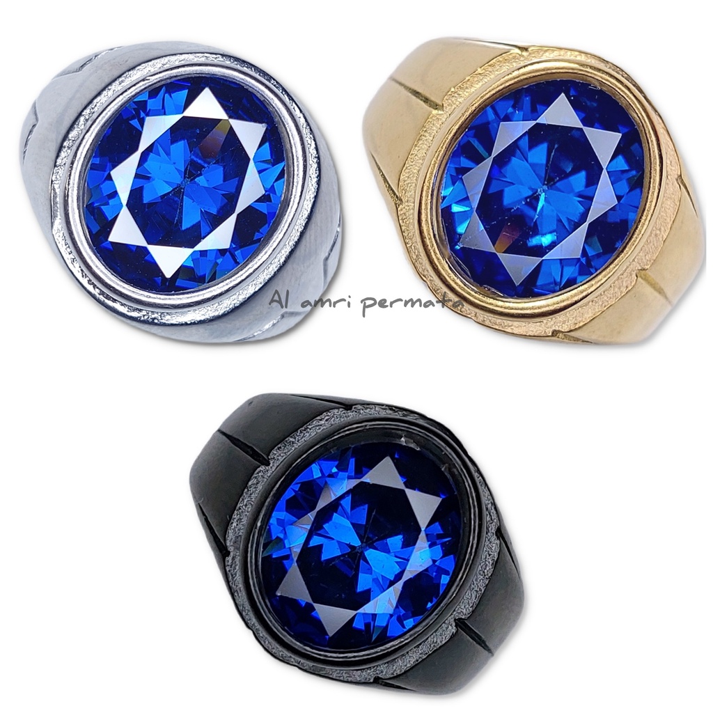 Jual Cincin batu king safir batu king sapphire royal blue / Cincin pria ...