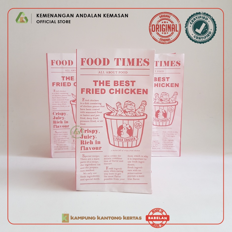 Jual Kantong Food Times 100pcs , Kemasan Ayam Fried Chicken , Paper Bag ...