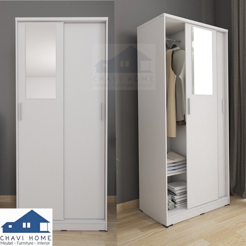 Jual lemari pakaian lemari baju lemari 2 pintu geser sliding white ...