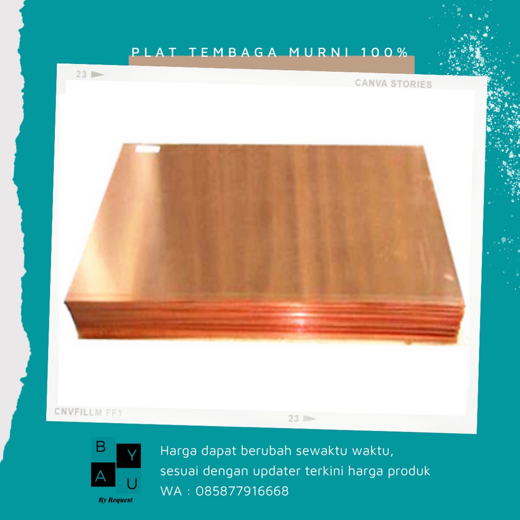 Jual JUAL LEMBARAN PLAT TEMBAGA MURNI BESAR UKURAN 120cm x 200cm DENGAN ...