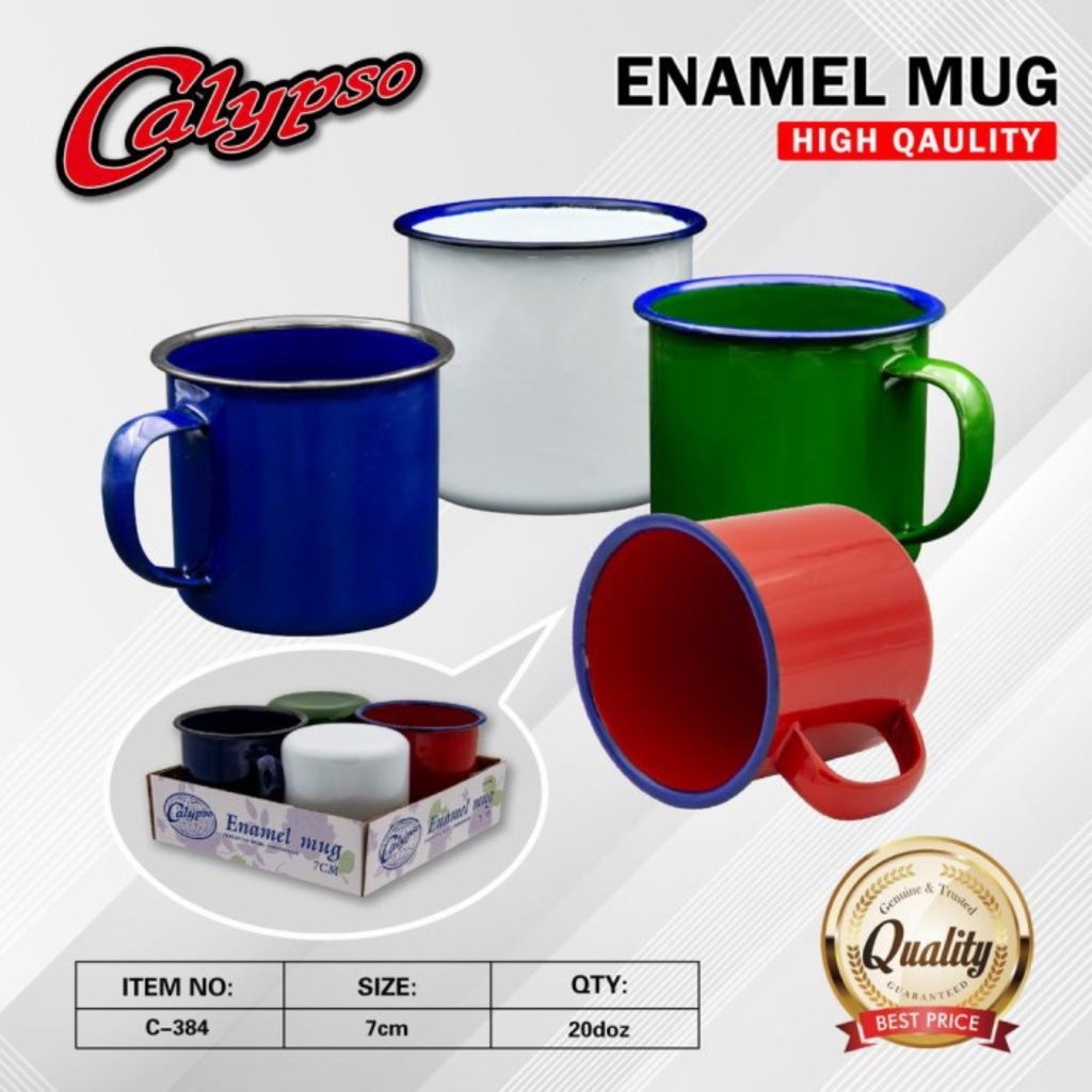 Jual Calypso Gelas Cangkir Mug Enamel set 4 warna Ukuran 7cm 100% ...