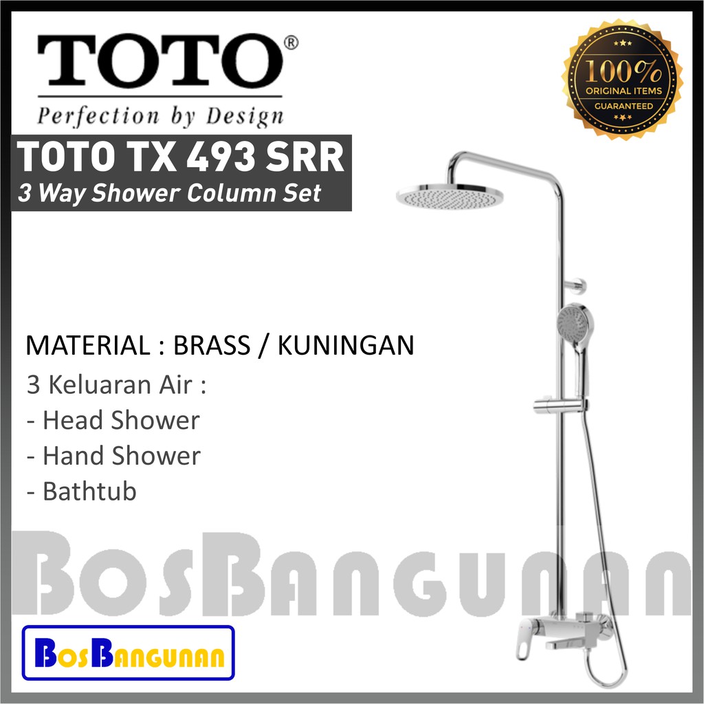 Jual Keran Shower TOTO TX493SRR (Panas - Dingin) / Keran Shower Head + Hand Shower + Bathtub ...