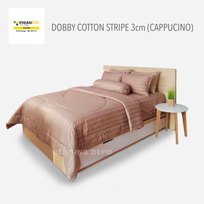 Jual Bahan Kain Sprei Hotel Dobby Stripe Horizontal 3cm Cappucino ...