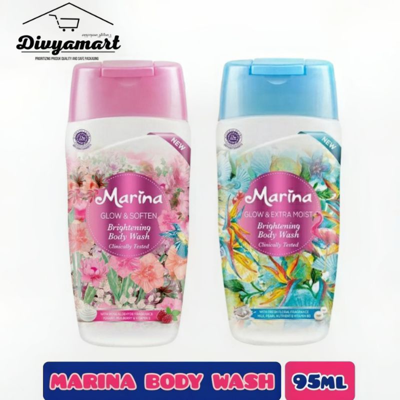 Jual Marina Glow & Extra Moist Brightening Body Wash kemasan botol 95ml | Shopee Indonesia