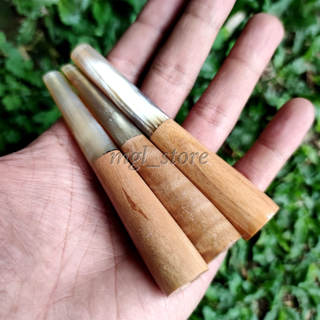 Jual Pipa rokok kayu sawo dan tanduk polos lurus 11cm handmade | Shopee ...