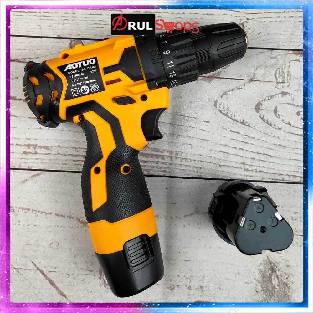 Jual AOTUO Bor Listrik Cordless Rechargeable Lithium Battery 12V - K9F ...