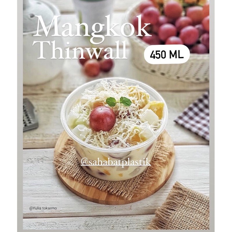 Jual 25PCS MANGKOK PLASTIK THINWALL 450ML + TUTUP (Kotak Makan Bulat ...