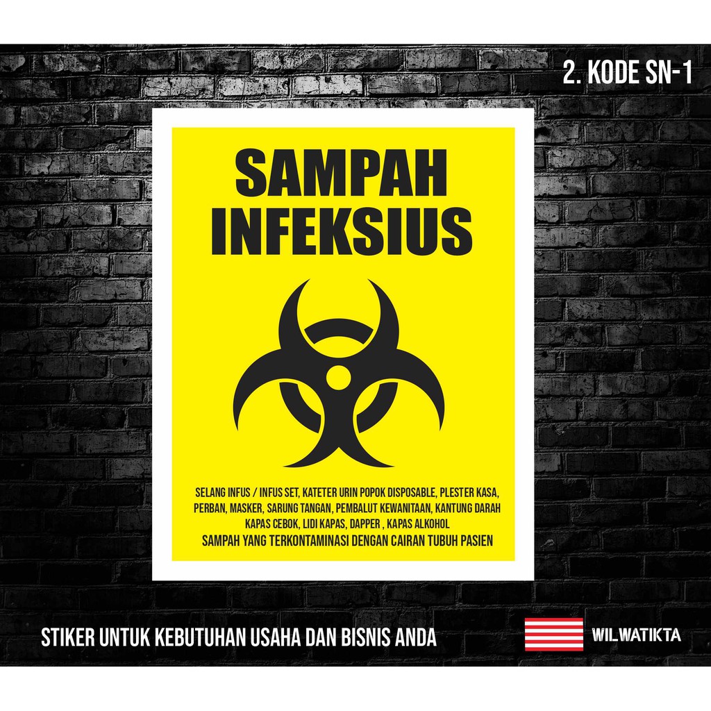 Jual Stiker rumah sakit sticker label tong sampah medis infeksius ( Min ...