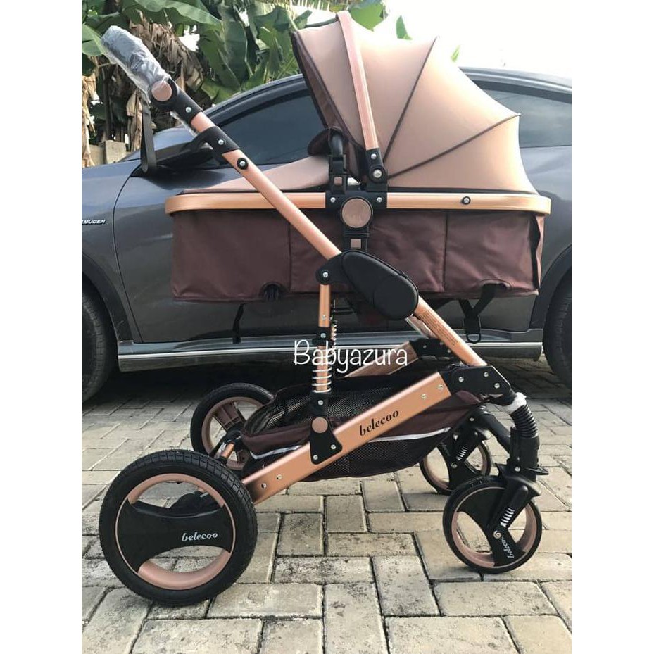 Jual YEAR END SALE - belecoo stroller original brown gold frame | Shopee Indonesia