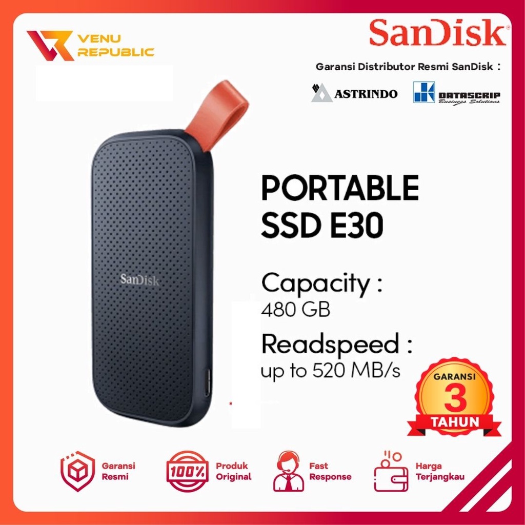 Jual Portable SSD 480GB Sandisk Extreme E30 I Speed 520mbps - Garansi Resmi | Shopee Indonesia