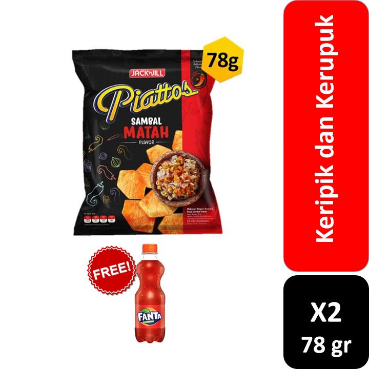 Jual Piattos Snack Sambal Matah 78 gr + Fanta Strawberry Pet 2 x 390 mL ...