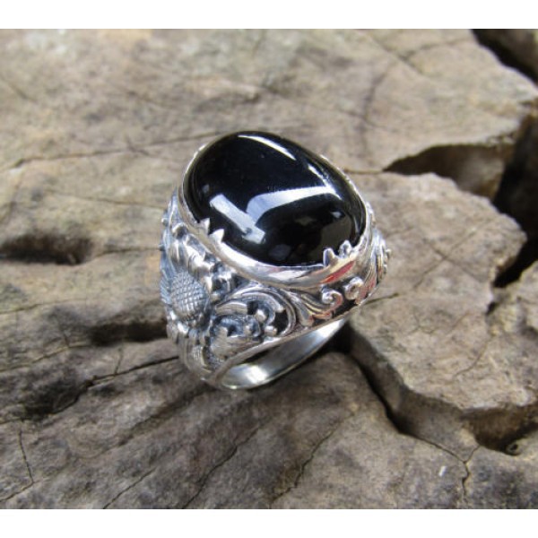 Jual Produkbali Cincin perak motif ukiran patra bunga bali batu ...