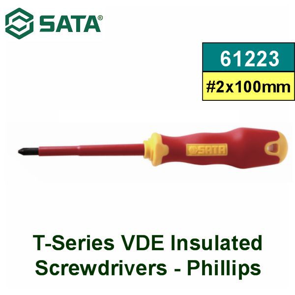 Jual SATA 61223 Obeng Listrik PH 2 x 100 mm VDE Insulated Screwdriver ...