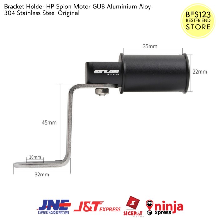 Jual Bracket Holder HP Spion Motor GUB Aluminium Aloy 304 Stainless ...