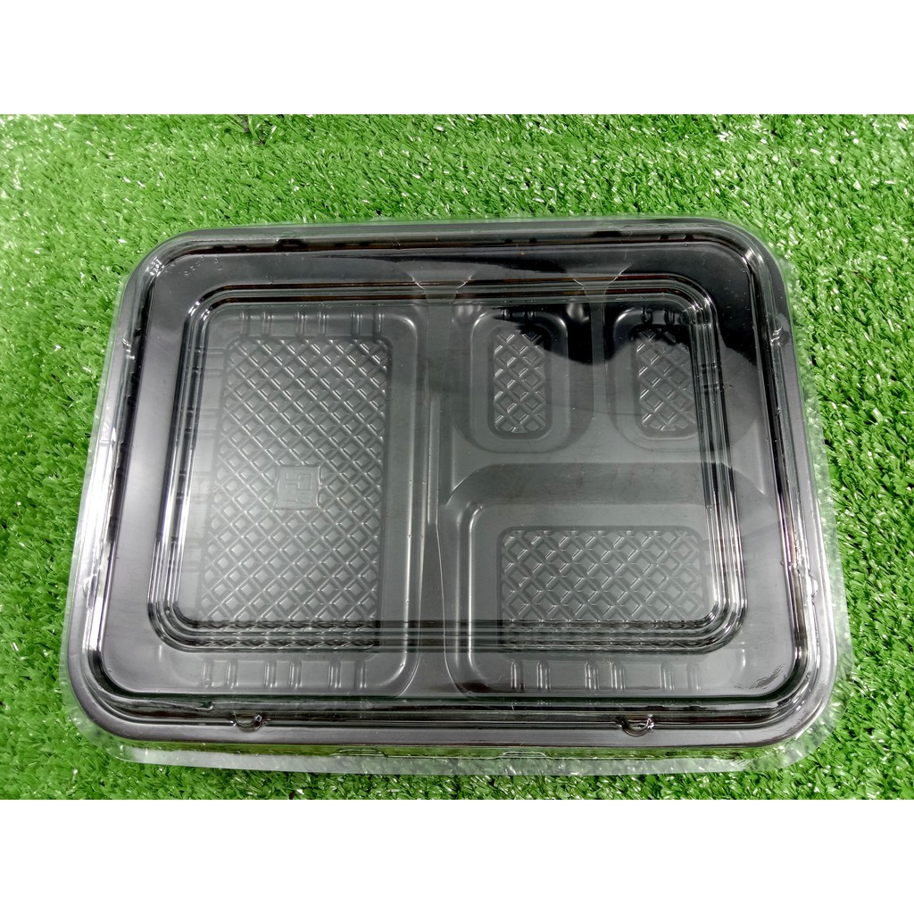 Jual Mika Bento Hitam 224 Sekat 4 / Tempat Makanan / Mika Ukuran 19x13 ...