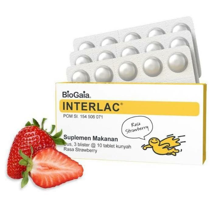 Jual Interlac BioGaia Tablet Kunyah 30 tablet Strawberry | Shopee Indonesia