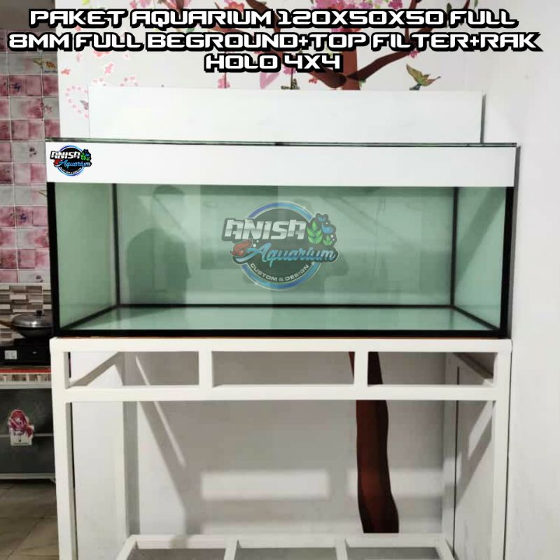 Jual PAKET AQUARIUM KACA UKURAN 120X50X50 FULL 8MM+FULL BEGROUND LEM ...