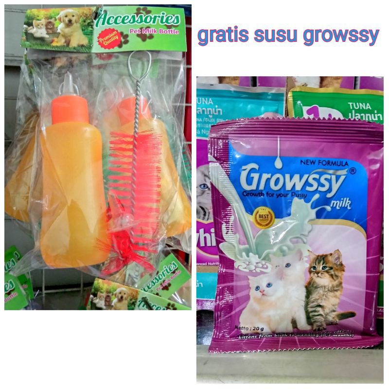 Jual Dot Susu Kucing 100ml Gratis Susu Growssy /Botol Dot Susu Kucing ...