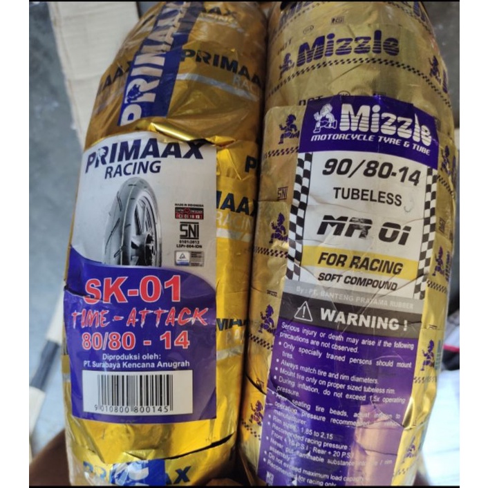 Jual Ban Primax SK 01+Mizzle MR 01 Paket Set 80/80-14+90/80-14 Tubles ...