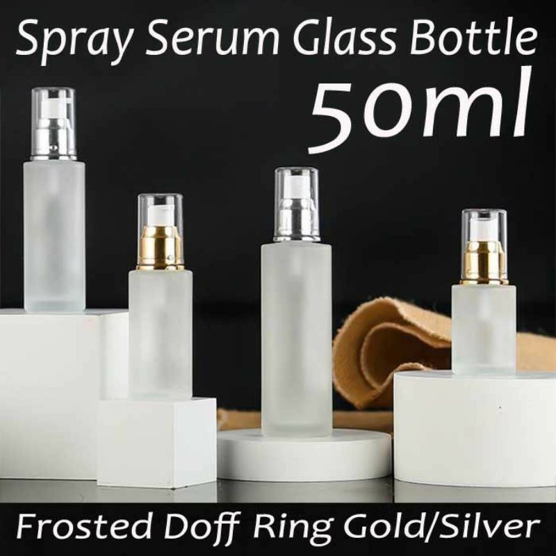 Jual Botol Serum Spray Doff Kaca Buram Tutup Ring Perak Emas 50ml ...