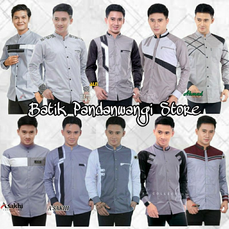 Jual Baju Koko Muslim Dewasa Lengan Panjang Kemeja Koko Kombinasi ...