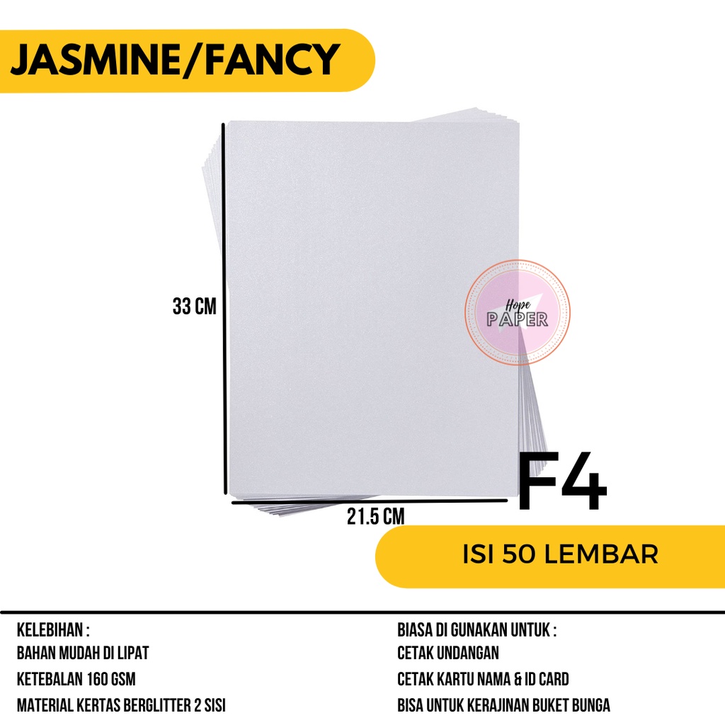 Jual Kertas Fancy Paper isi 50 lembar / Kertas Jasmine F4 / Kertas ...
