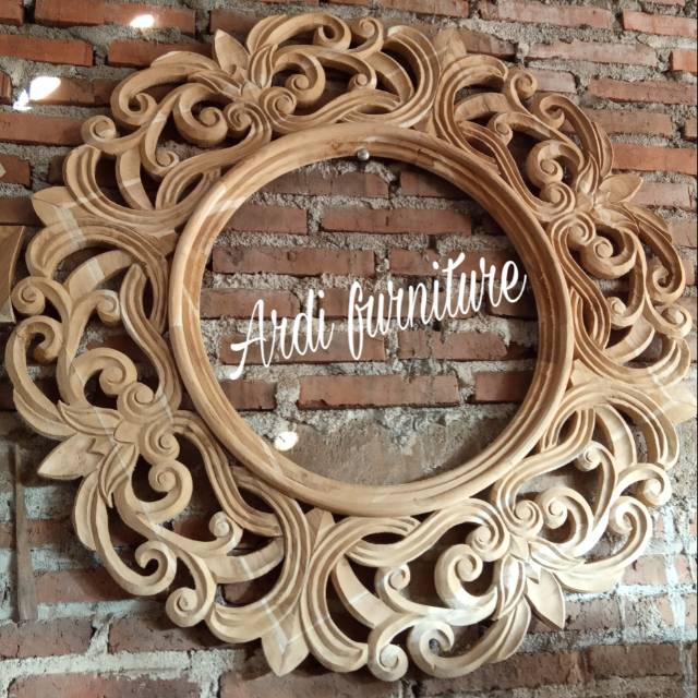Jual Bingkai ukir kayu jati hiasan dinding figura kaca cermin dekorasi ...