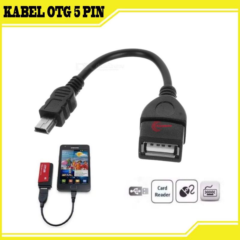 Jual kabel otg 5 pin usb A female to mini usb B 5 pin male | Shopee ...