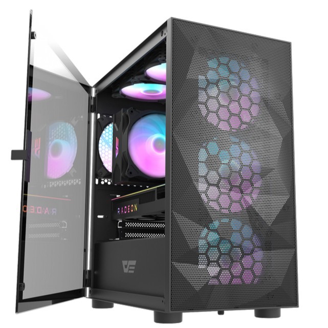 Jual DARKFLASH DLM21 MESH BLACK LUXURY M-ATX TEMPERED GLASS PC CASE ...