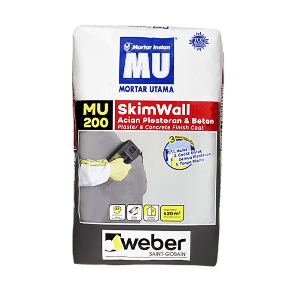 Jual TERBAIK MORTAR UTAMA MU-200 SKIMWALL ACIAN & PLESTERAN BETON 40KG ...