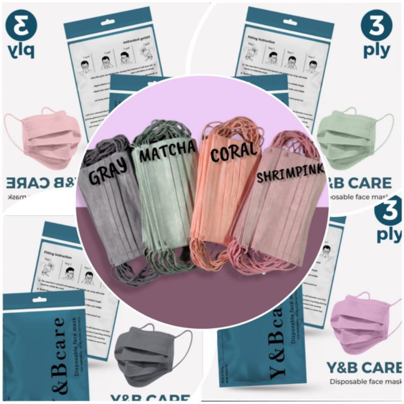 Jual MASKER EARLOOP WARNA Y&B 3PLY ISI 50 PCS/PACK | Shopee Indonesia