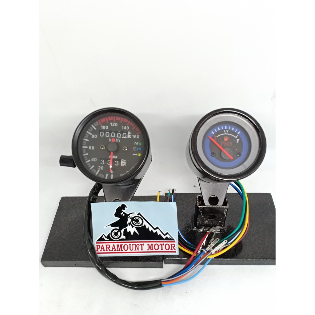 Jual spido speedometer bulat kilometer indikator plus amper bensin ...