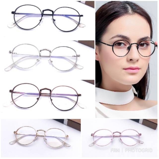 Jual Frame Kacamata Minus Korea Besi Oval Bulat Untuk Pria Wanita Lensa Anti Radiasi ...