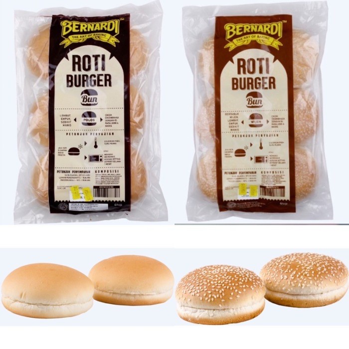 Jual Roti Burger Wijen Bernardi isi 6 Halal Free Bubble Wrap dan Dus ...
