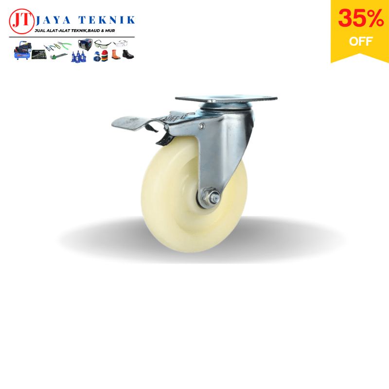Jual Roda Troli Nylon Roha Heavy Duty Hidup Rem 4"inch ;Batas Beban ...