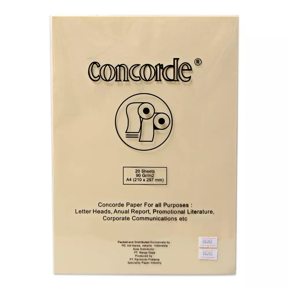 Jual CONCORDE PAPER [80203] A4 90GR/20 CREAM ( ID : 180750 ) | Shopee ...