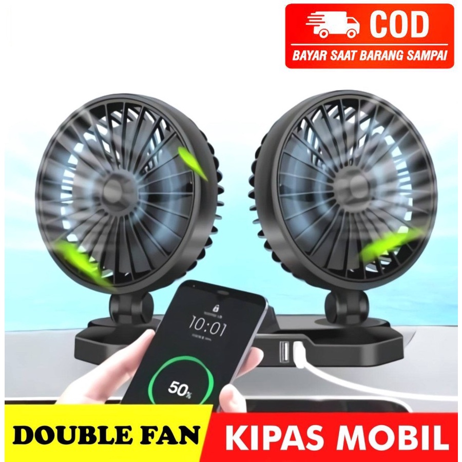 Jual Kipas Angin Mobil Cooling Fan Double Blower Head Car Portable ...