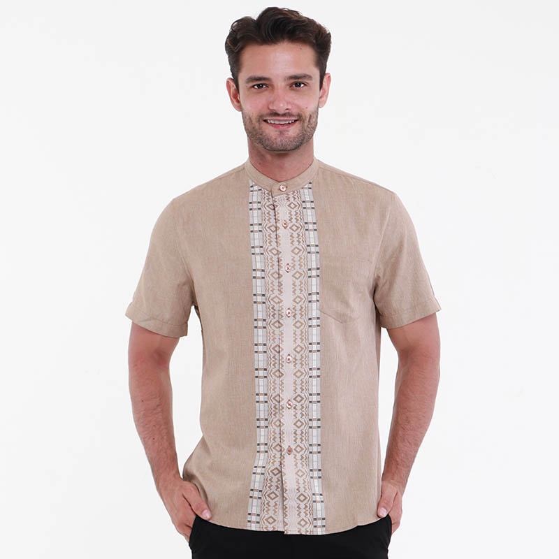 Jual MAGINOT RUMI BROWN Koko Slim Fit Lengan Pendek | Shopee Indonesia