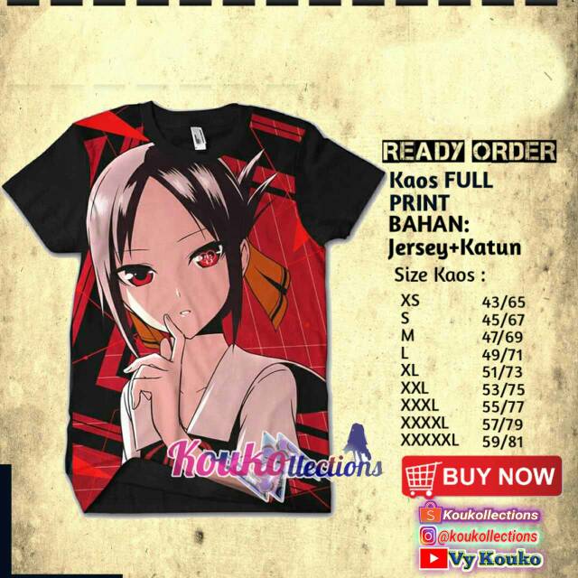 Jual PROMO KAOS ANIME SHINOMIYA KAGUYA FULLPRINT-pakaian pria dan ...