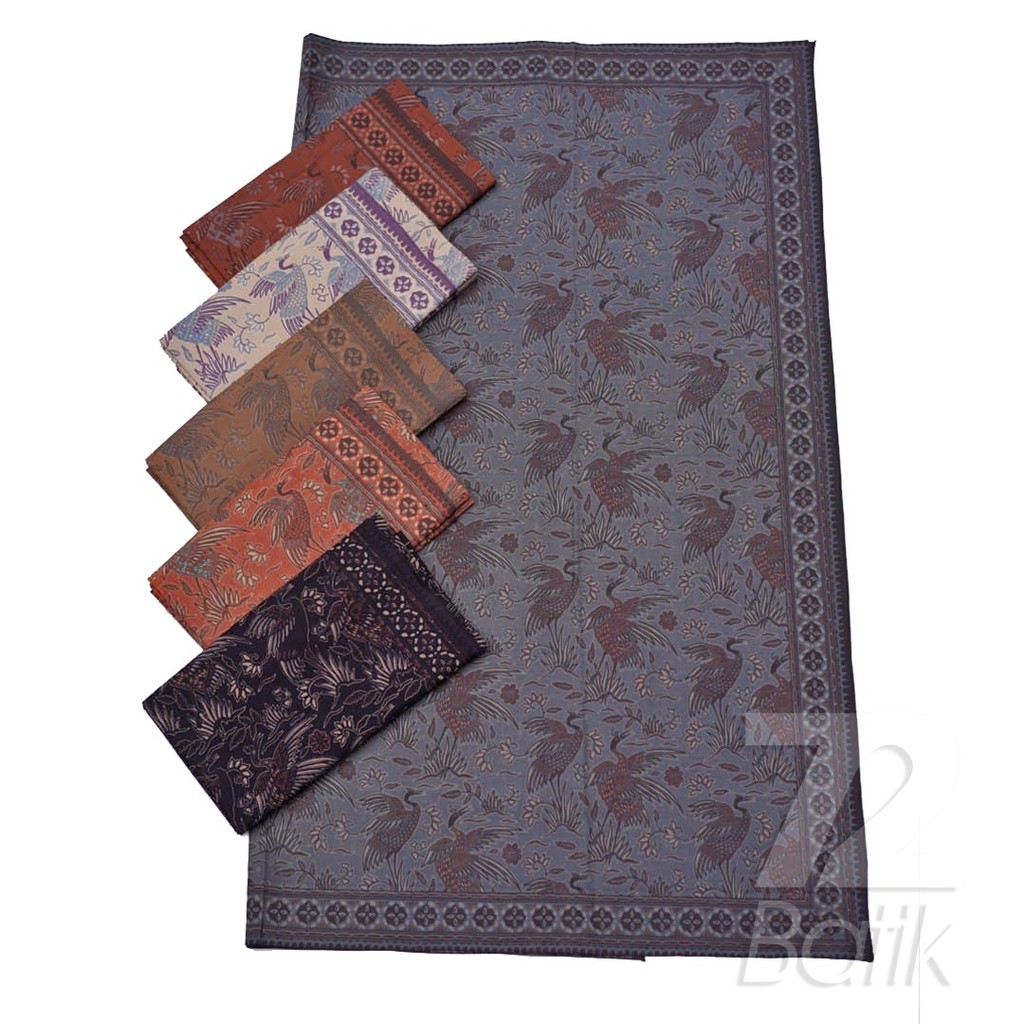 Jual KAIN BATIK PREMIUM Bahan Katun Motif Bangau Two Tone Pagi Sore ...