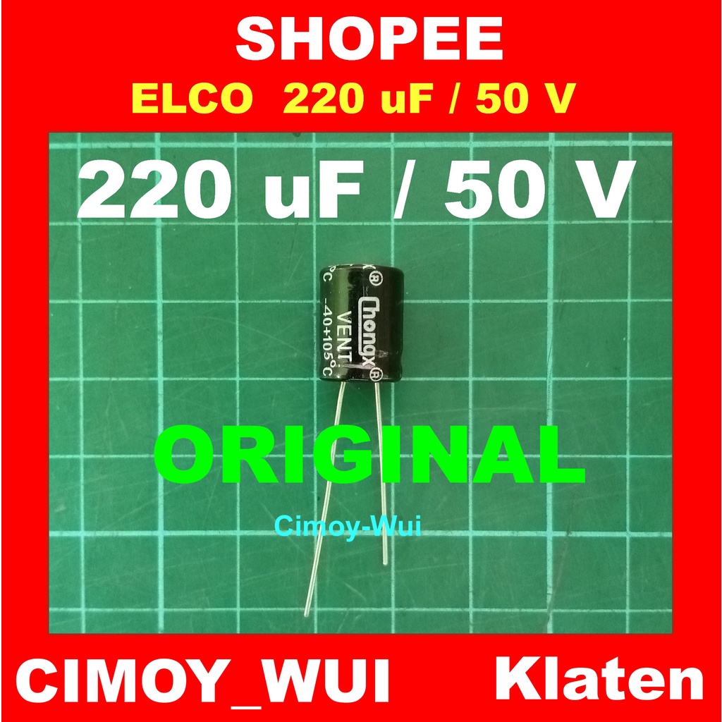 Jual ELCO 220UF 50V elco kondensator kapasitor capacitor 220 uf 50 v kapasitor elektrolit ...