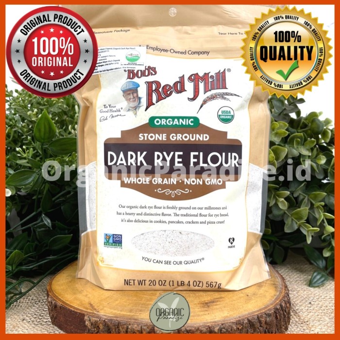 Jual Bob's Red Mill Organic Whole Grain Dark Rye Flour NON GMO 623 gram ...