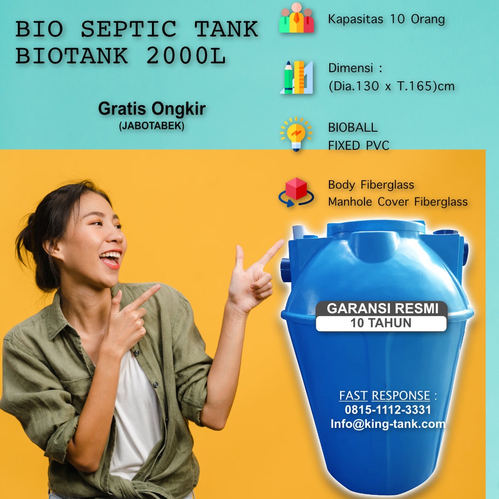 Jual TANGKI Septic Tank BIO BIOTECH Vertikal 2000 Liter / 2m3 | Shopee ...