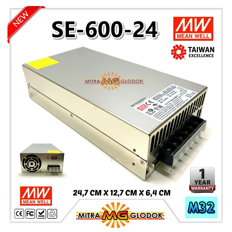 Jual MEAN WELL POWER SUPPLY SE-600-24 MEANWELL 600W DC 24V 25A INDOOR ...