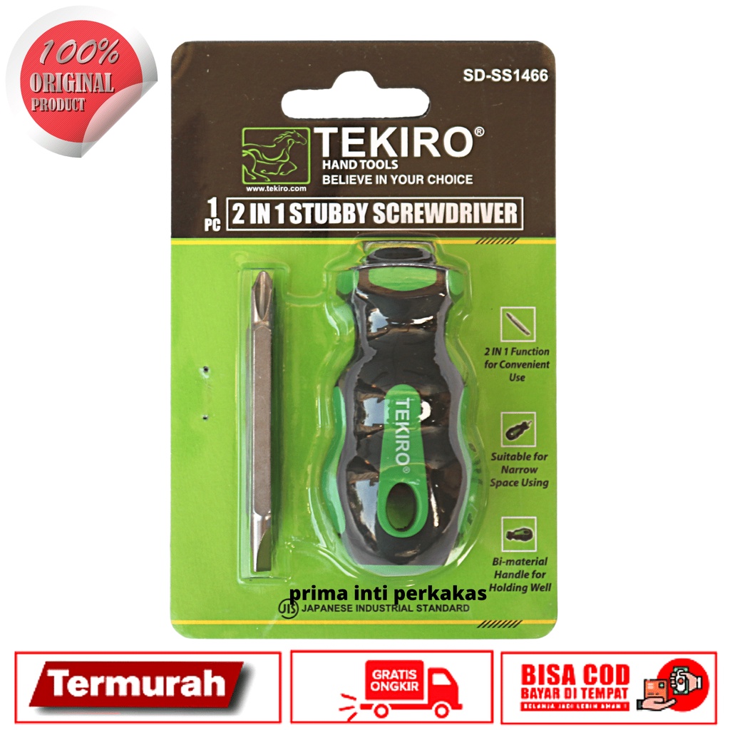 Jual Obeng Stubby Dua Arah Murah / 2 in 1 Stubby Screwdriver Tekiro ...