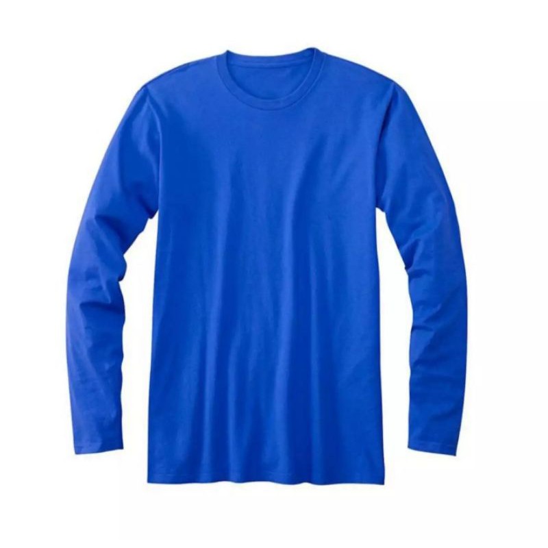Jual Kaos Polos Lengan Panjang 24s - Biru Benhur | Shopee Indonesia