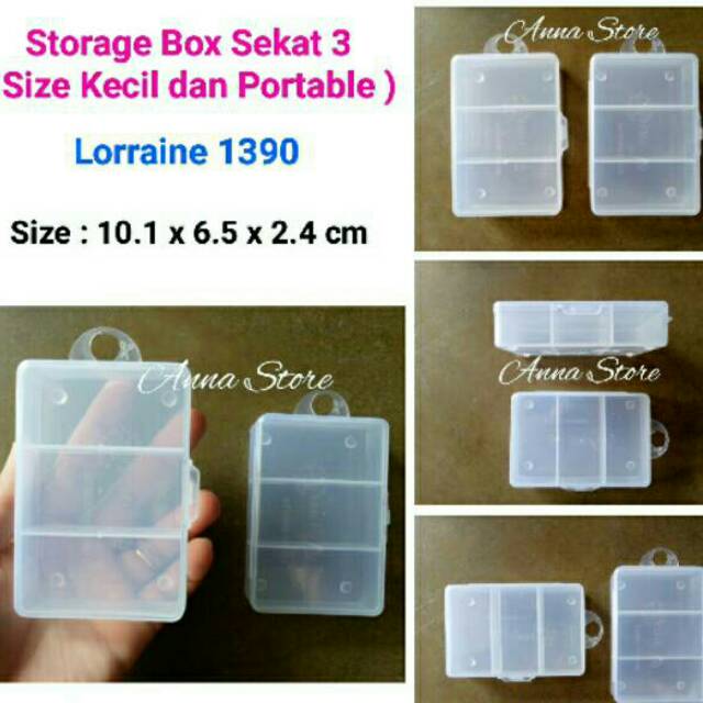 Jual Small Portable Kotak Storage Box Sekat 3 Lorraine 1390 ( Multi Box ...