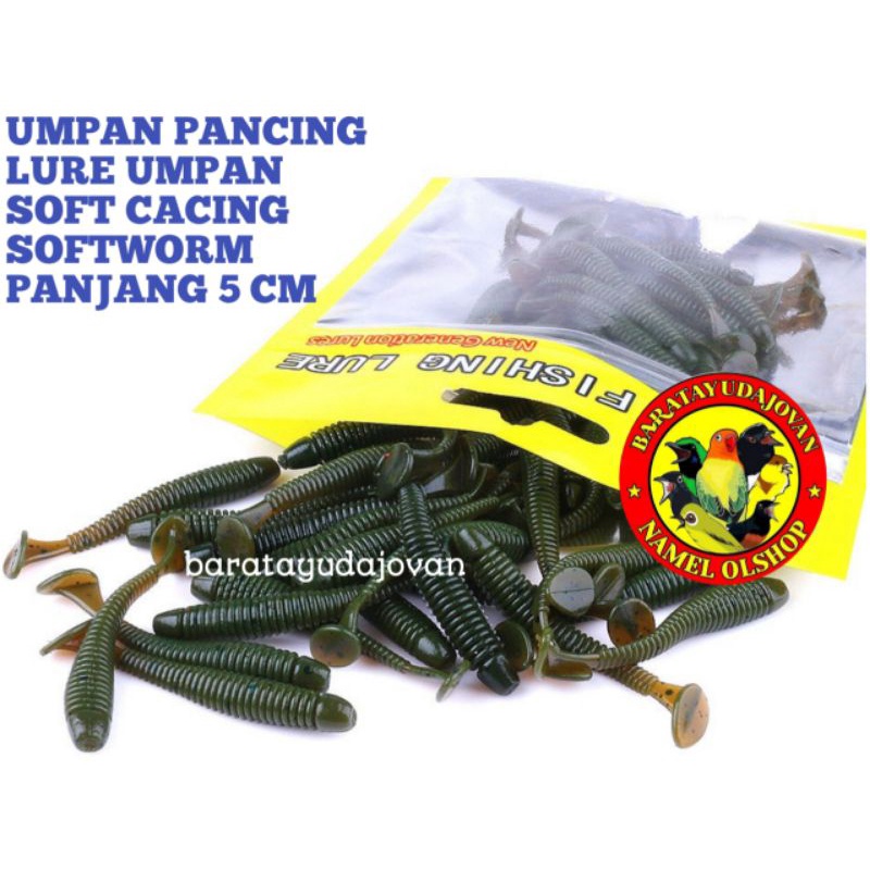 Jual UMPAN PANCING LURE UMPAN SOFT CACING dapat 5pcs SOFTWORM PANJANG 5 ...