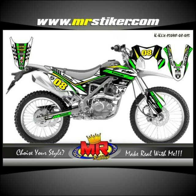 Jual Decal Dekal KLX 150 BF hijau putih Stiker Sticker striping KLX ...